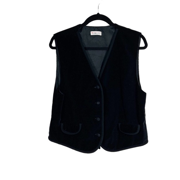 Talbots | Jackets & Coats | Talbots Black Velvet Four Button Vest Large ...